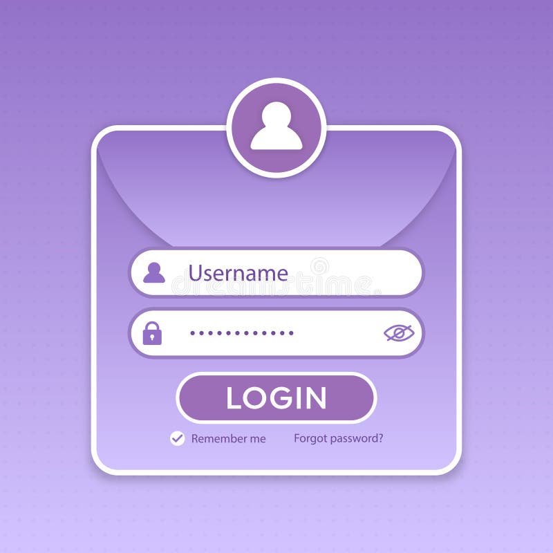 Purple Form Login User Interface Vector Website Design Stock Vector ...