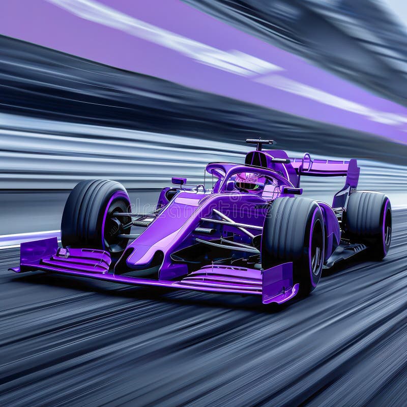 Purple Formula One Race Car Speeding on Track Stock Image - Image of ...