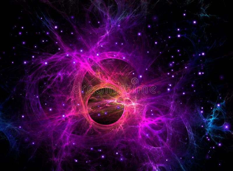 Purple Fractal Galaxy in Space, Sci-Fi Stock Illustration ...