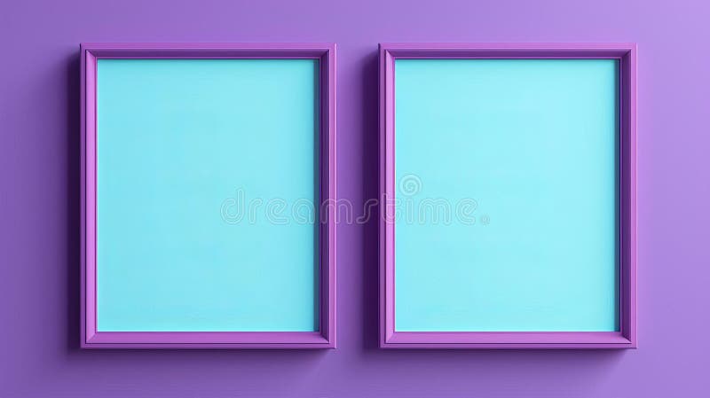 Modern Purple Picture Frames on Rich Blue Background Stock Illustration ...