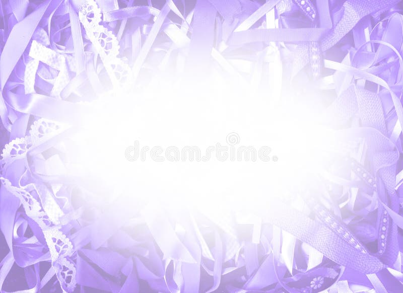 Purple Frame with a Tangle of Ribbons. Stock Image - Image of sewing ...