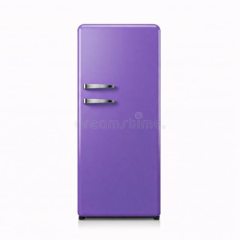 Purple Fridge Isolated on White Background. 3d Render. Front View Stock ...