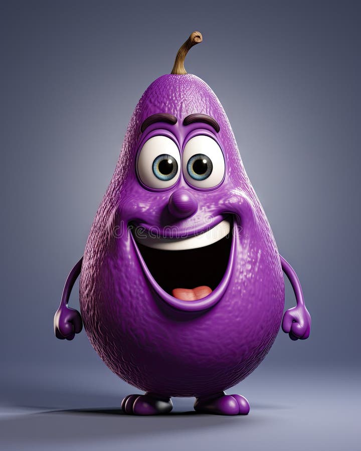 A Purple Fruit with a Big Smile on it S Face. Generative Ai Stock ...