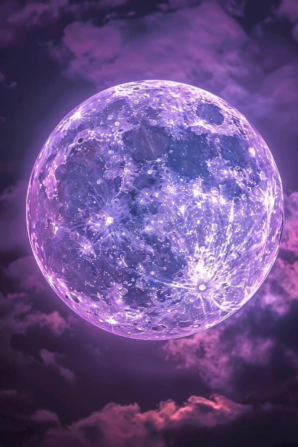 A Purple Full Moon is Visible through the Clouds in this Nighttime ...