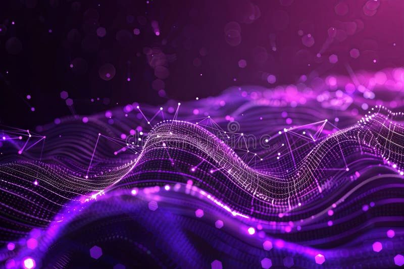Purple Futuristic Background of Points with a Dynamic Wave Excellent ...