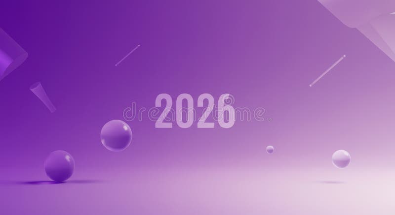 Purple Futuristic Geometric Background with 2026 Floating in Abstract ...