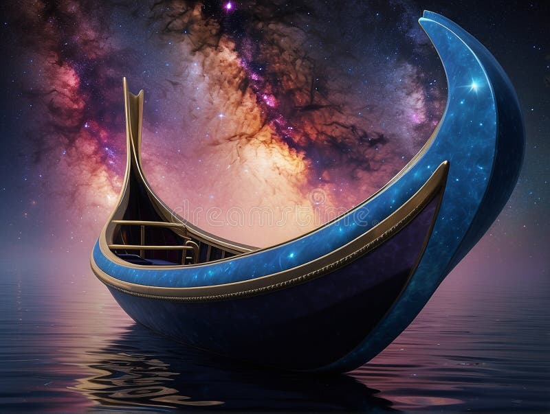 Purple Galactic Gondola. Surreal Cosmic Boat. AI Generated Stock ...