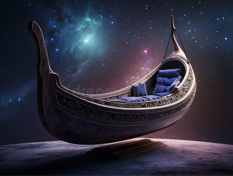 Purple Galactic Gondola. Surreal Cosmic Boat. AI Generated Stock ...