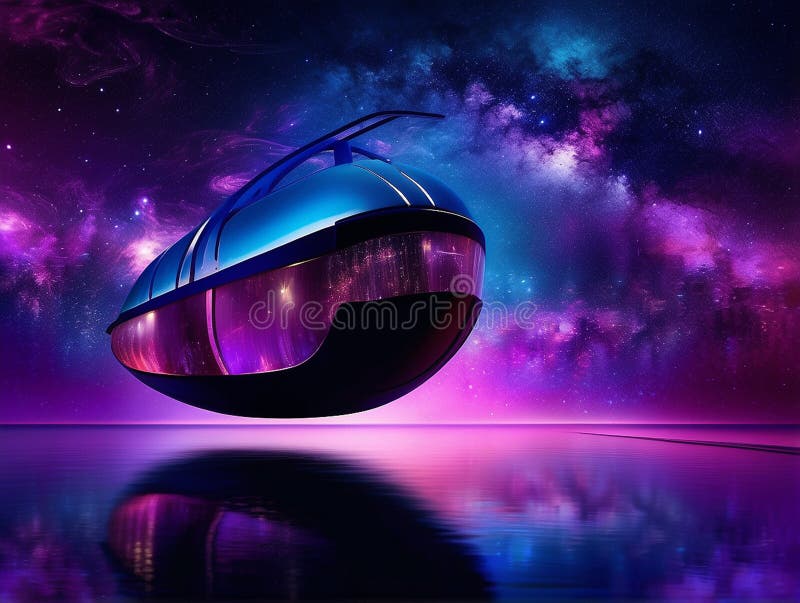 Purple Galactic Gondola. Surreal Cosmic Boat. AI Generated Stock ...