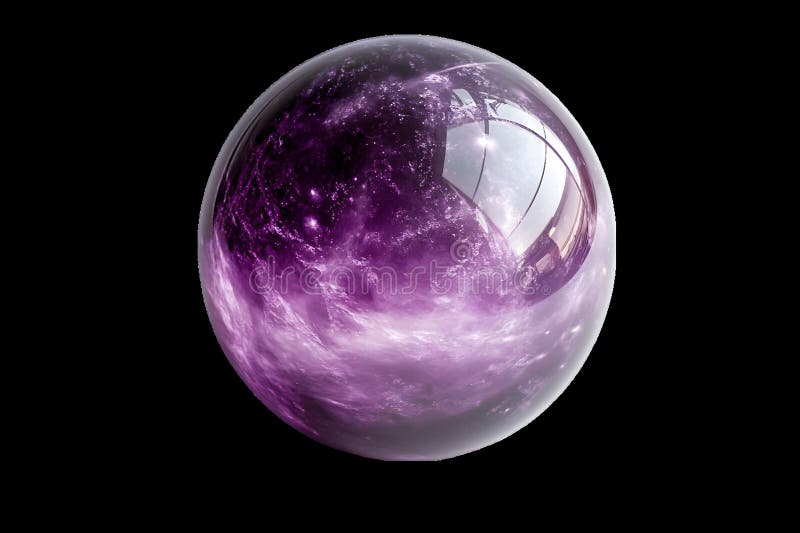 Purple Galaxy Sphere with Cosmic Reflections and Celestial Glow Stock ...