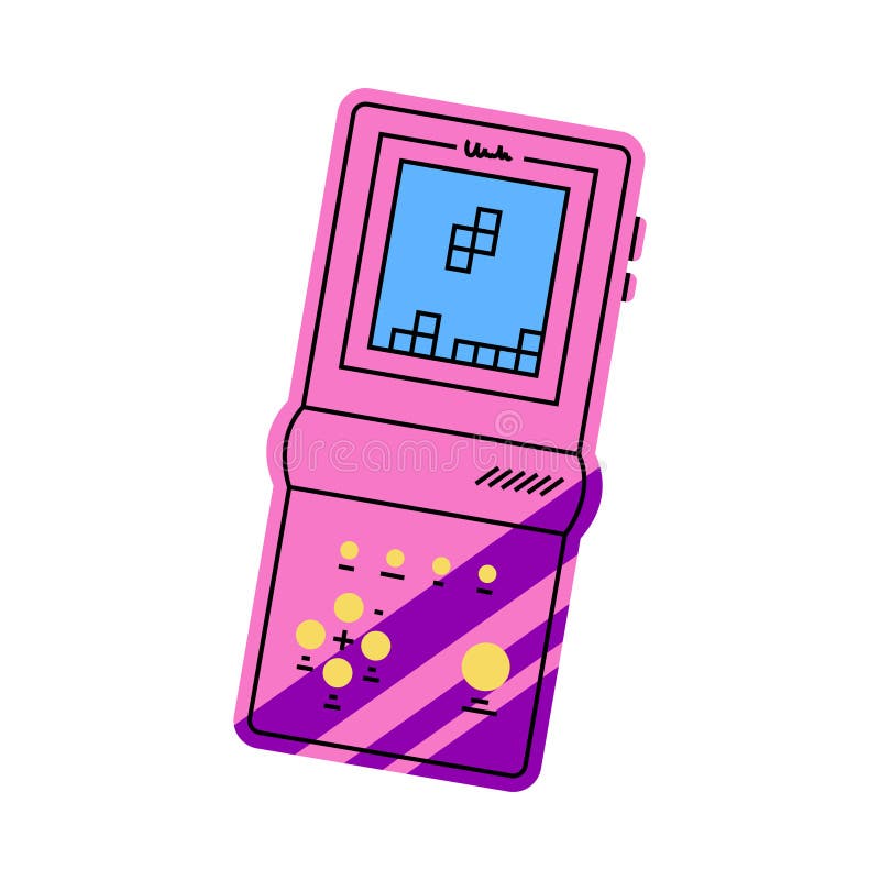 Purple Game Console As Bright Item from Nineties Vector Illustration ...