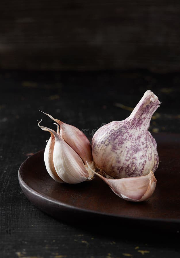 Purple Garlic Cloves and Garlic Bulb Stock Image - Image of organic ...