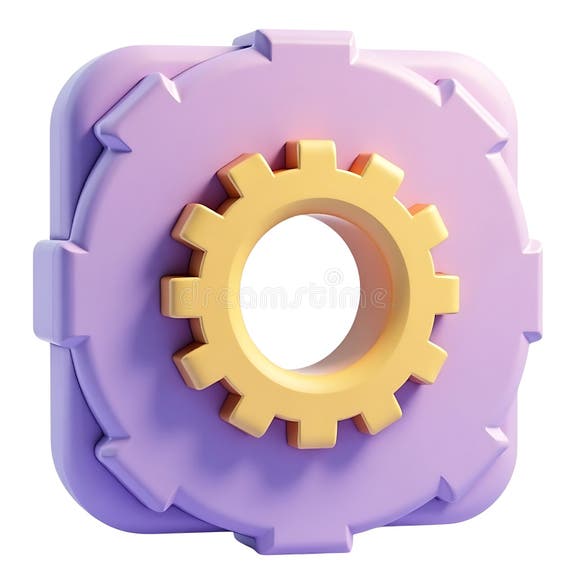 Purple Gear Icon 3D Render Workflow Process Stock Illustration ...