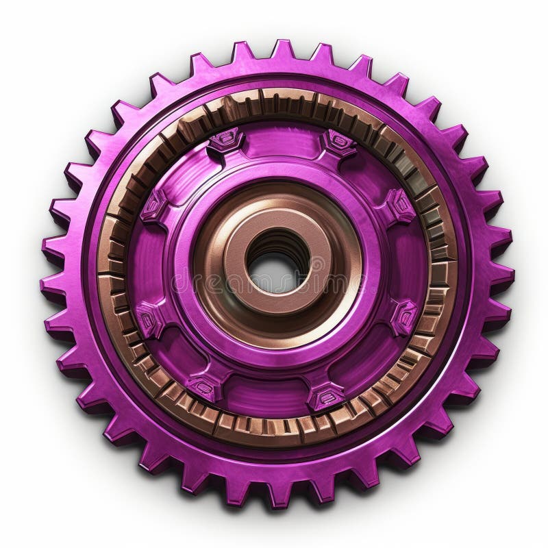 A Purple Gear Wheel on a White Background Stock Illustration ...
