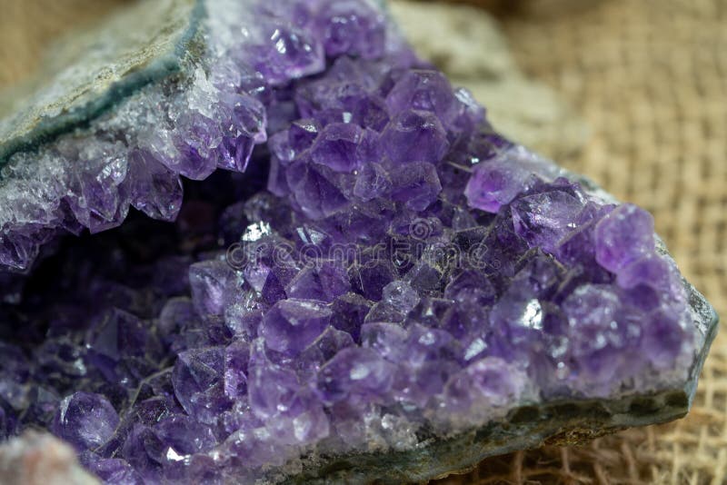 Purple Gem Amethyst Mineral Clear Quartz Gem Stone Stock Photo - Image ...