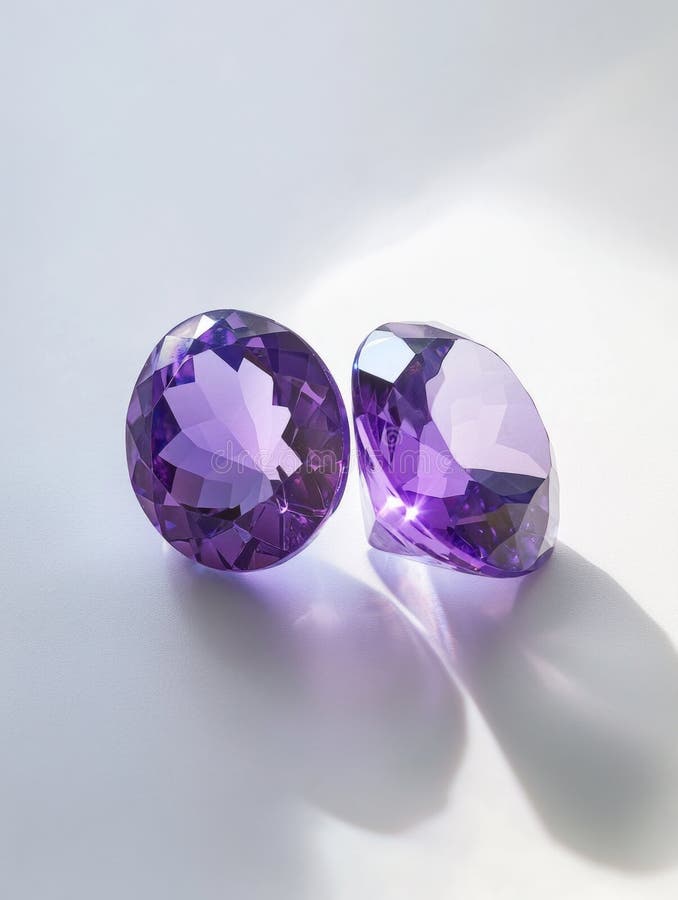 Purple Gems on White Surface Stock Image - Image of gift, stones: 388514549