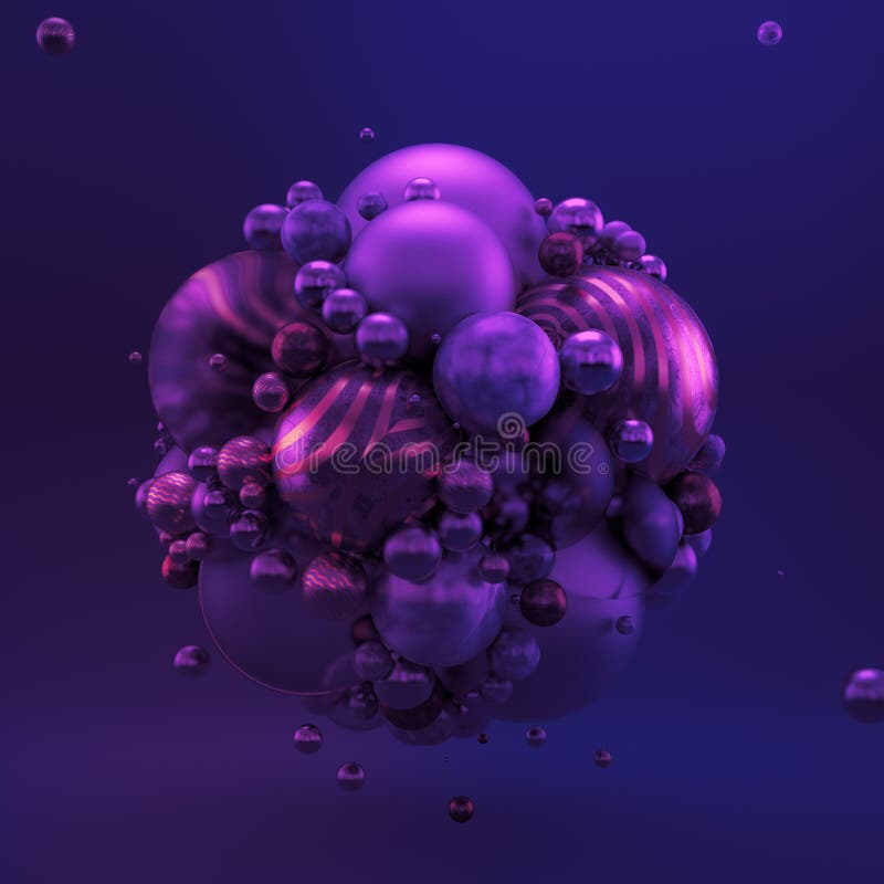 Purple Geometric Background with Balls. 3d Illustration, 3d Rendering ...