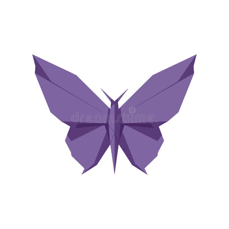 Purple Geometric Butterfly with Angular Wings in Flat Minimalist Design ...