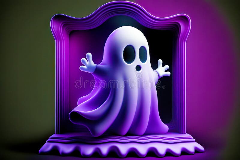 Purple Ghost in Purple Frame with Black Light in the Background ...