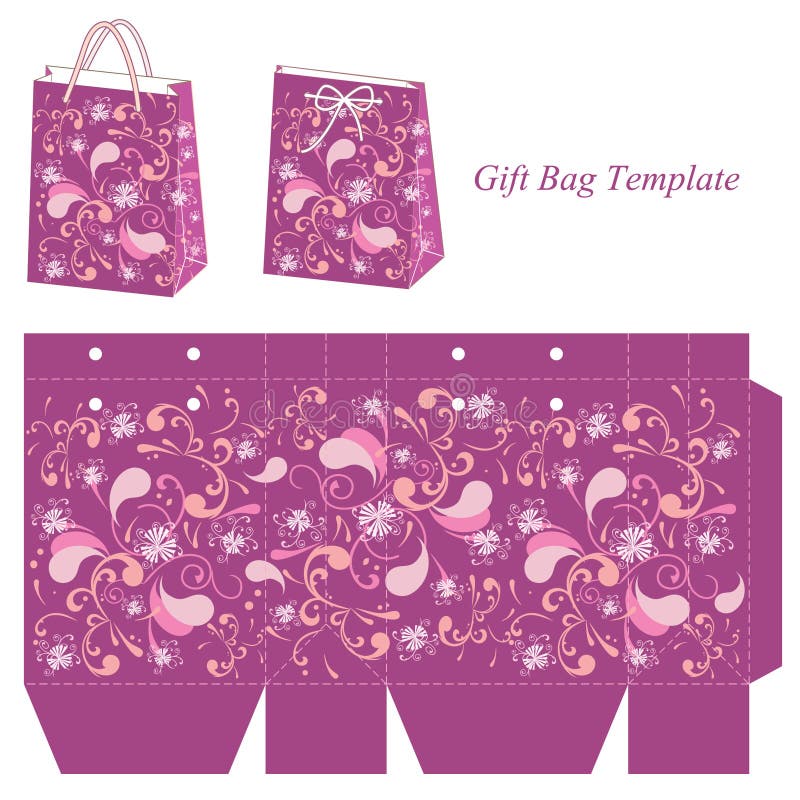 Purple Box Template with Handle, No Glue Needed Stock Vector ...