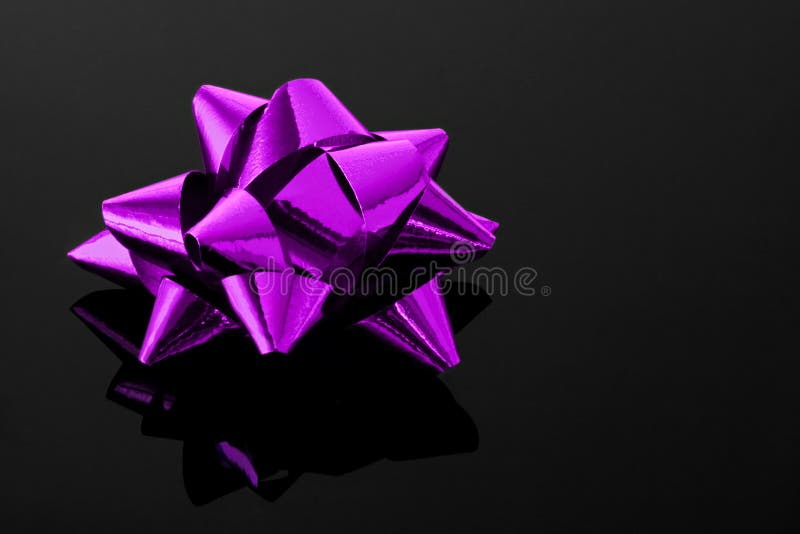 Purple Gift Box with Satin Ribbon Bow Isolated on White Stock Image ...