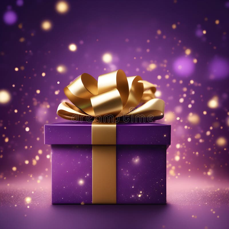 Purple Gift Box with a Purple Bow Stock Image - Image of anniversary ...