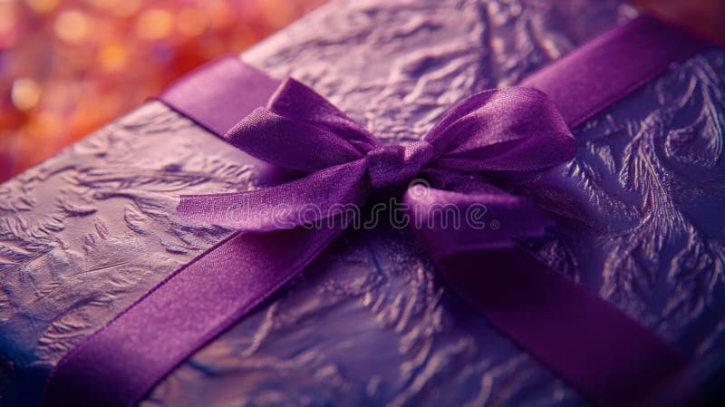 Purple Gift Box with a Lovely Ribbon Bow Stock Illustration ...
