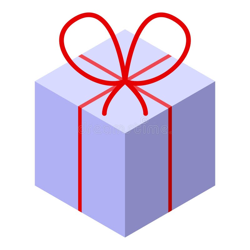 Purple Gift Box with Red Ribbon Isometric Icon Stock Vector ...