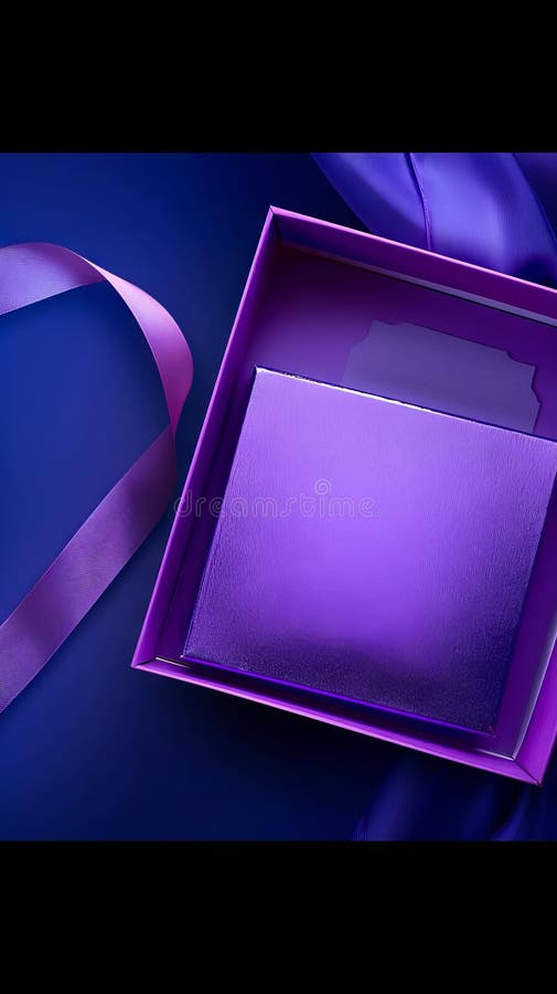 A Purple Gift Box with a Ribbon and a Bow Stock Photo - Image of violet ...