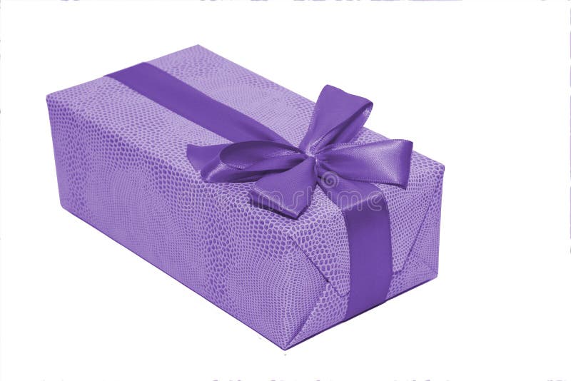 Purple Gift Box with Ribbon and Bow Stock Photo - Image of wedding ...