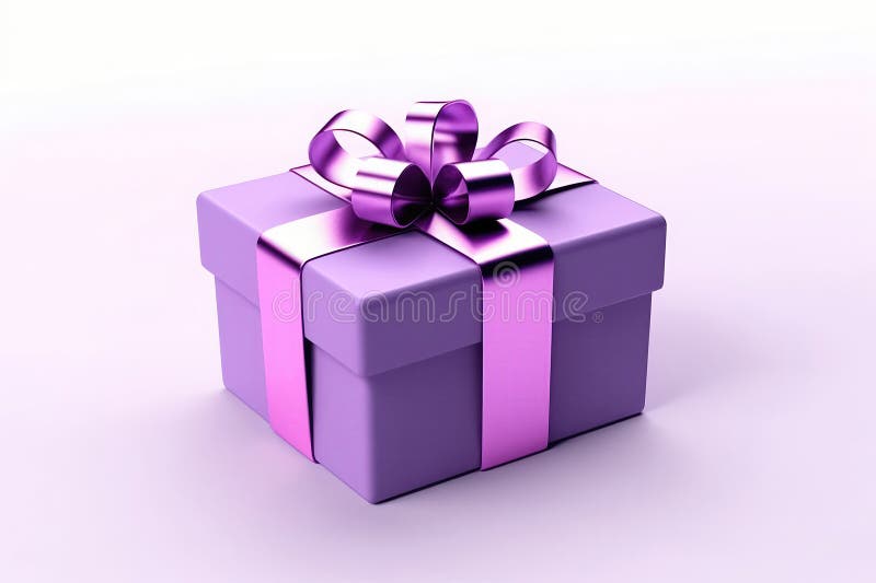 Purple Gift Box on White Background, 3D. Generative AI Stock ...