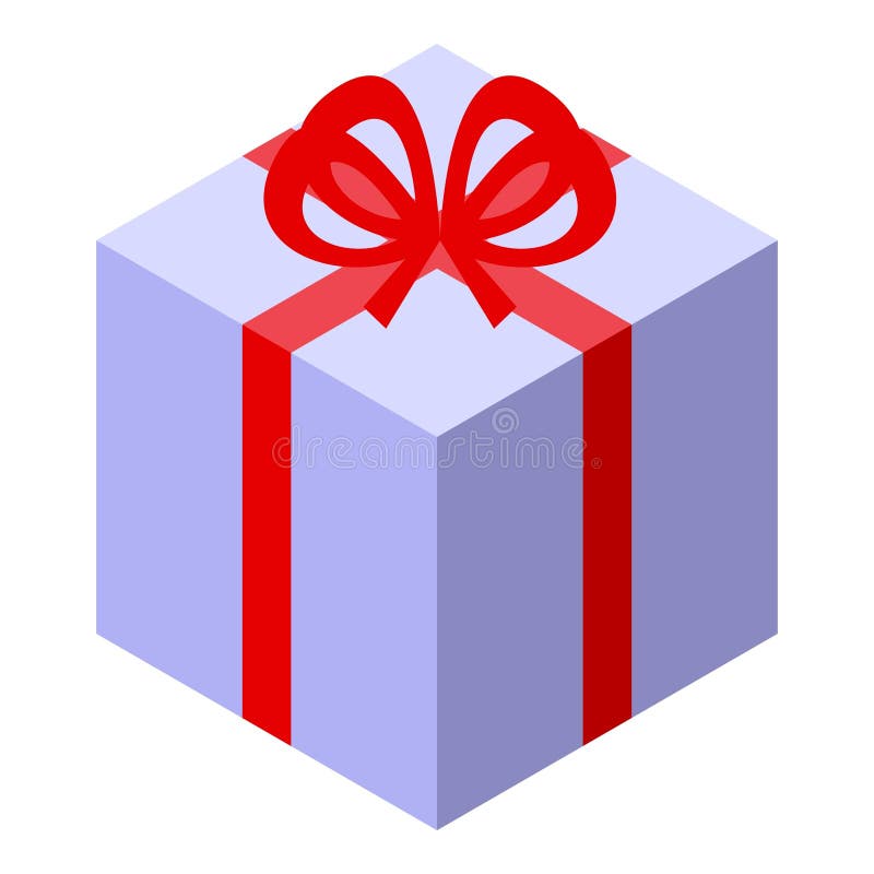 Purple Gift Box Wrapped with Red Ribbon Isometric View Stock Vector ...