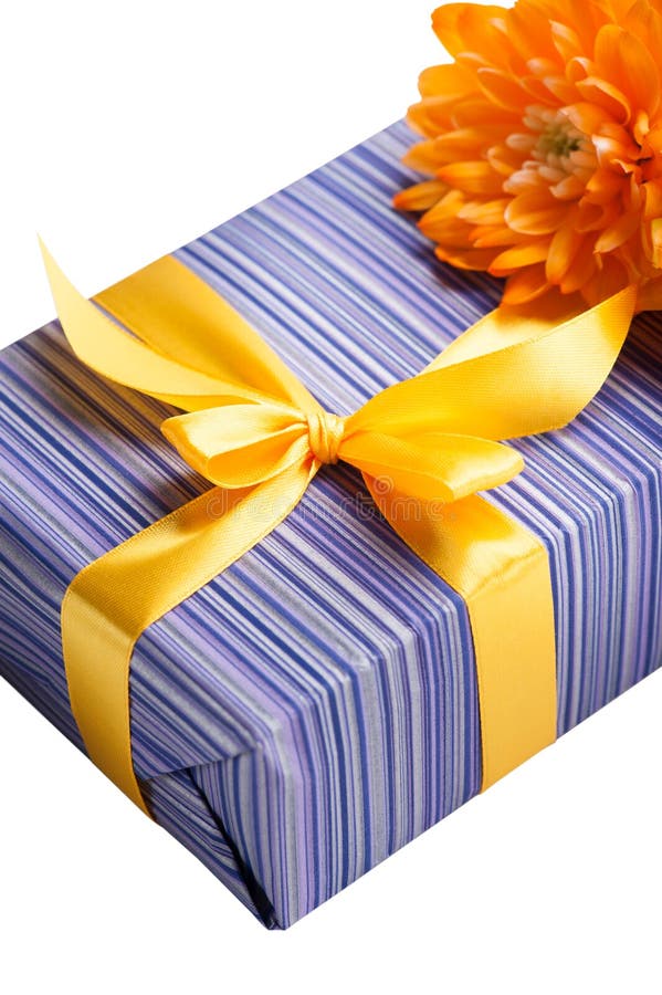 Purple Gift Box with Yellow Ribbon Stock Photo - Image of celebrate ...