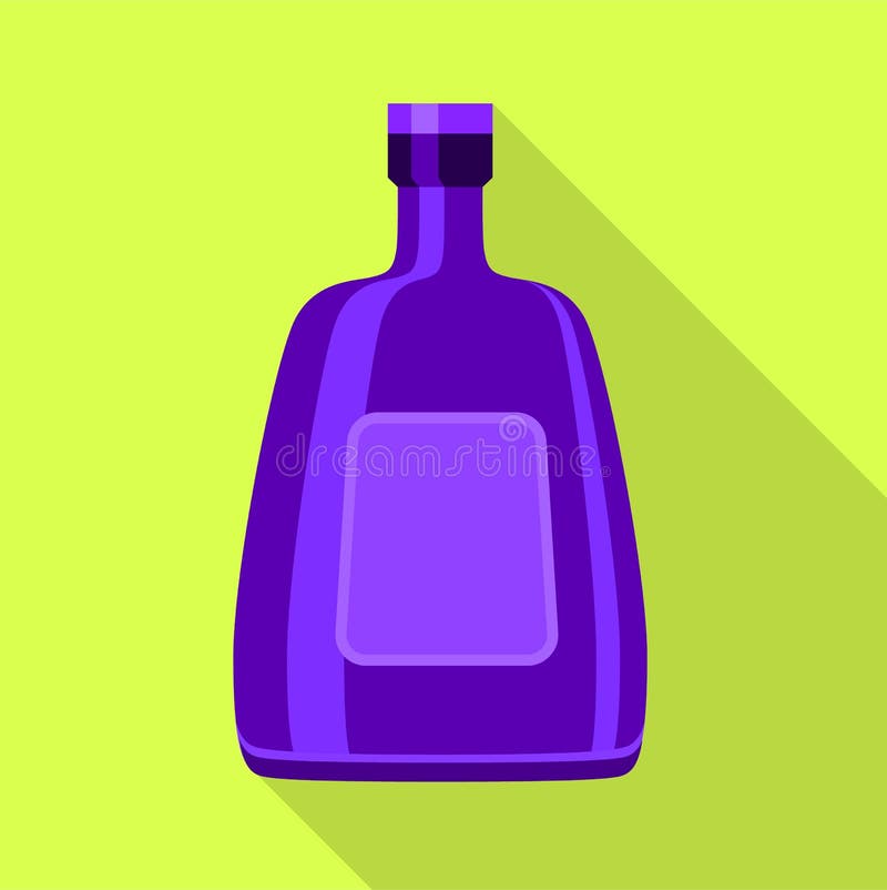 Purple Glass Bottle for Alcohol Icon, Flat Style Stock Vector ...