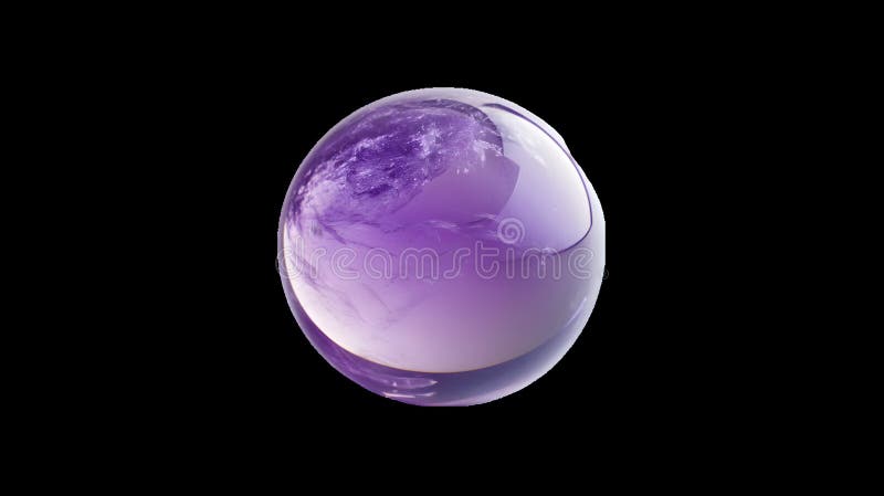 Purple Glass Globe with Earth-like Features on White Background Stock ...