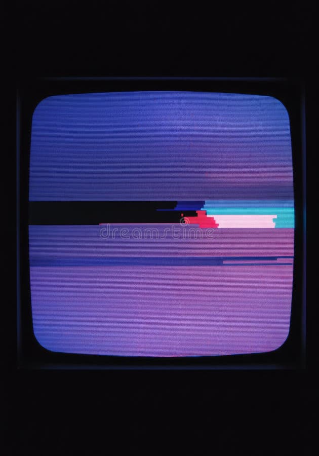 Purple Glitch Static on Retro Tv Screen Stock Illustration ...