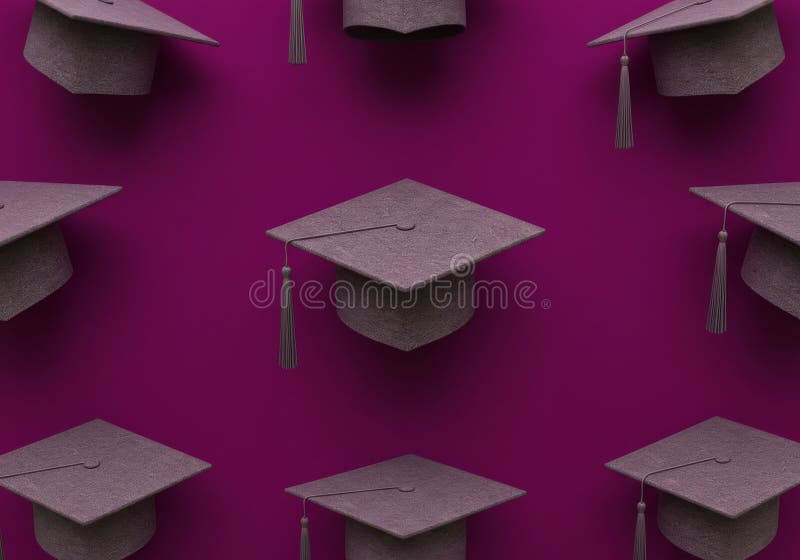 Purple Glitter Graduation Caps Pattern Background Stock Illustration ...