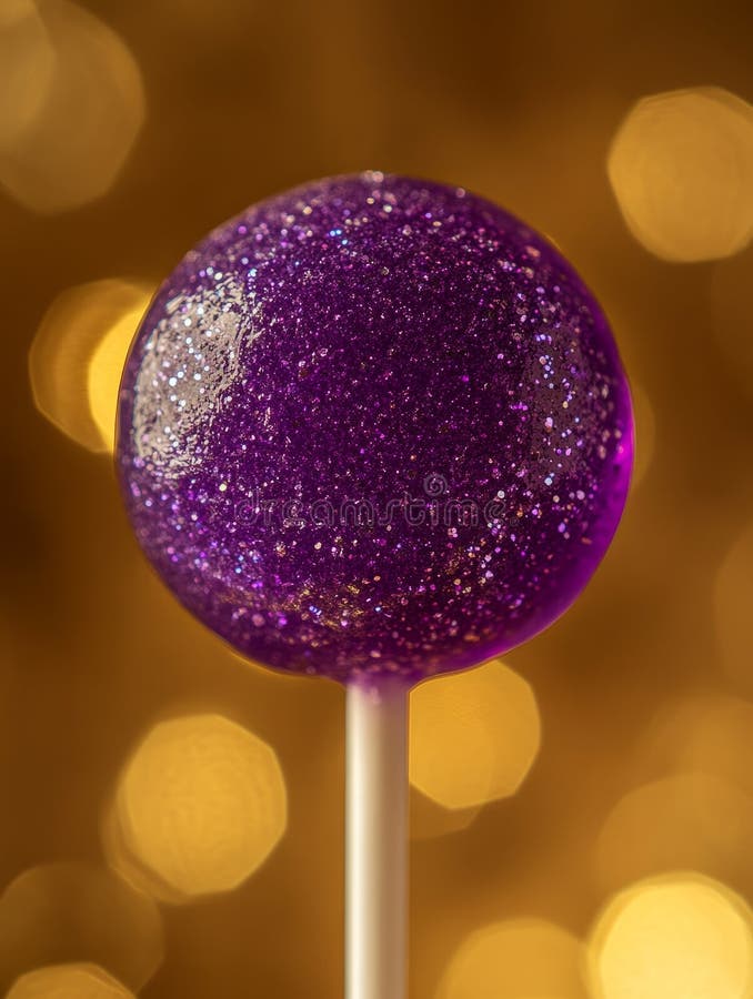 Purple Glitter Lollipop with a Bokeh Background. Stock Image - Image of ...