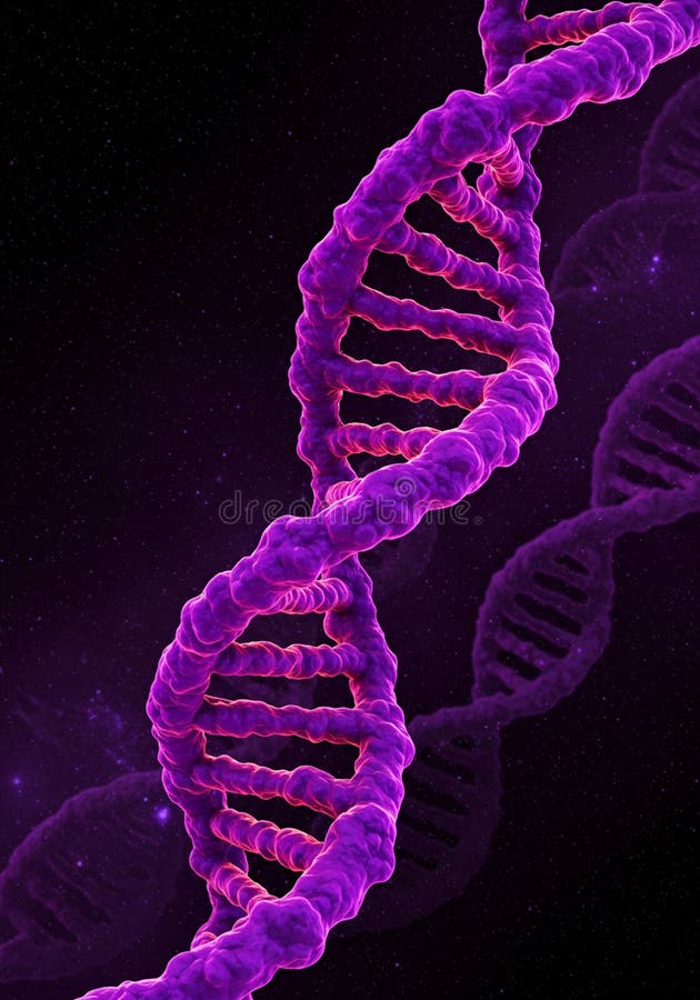 Purple Glowing Dna Helix Against Starry Night Background Stock ...