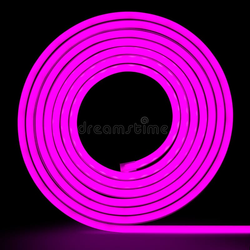 Purple Glowing LED Neon Flex Strip on Black Dark Background Stock ...