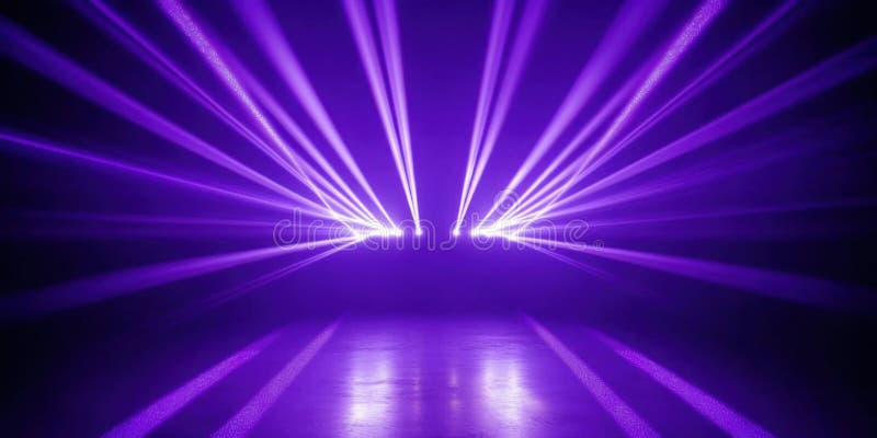 Purple Glowing Lights Beam Reflect on a Stage with Light Reflection ...