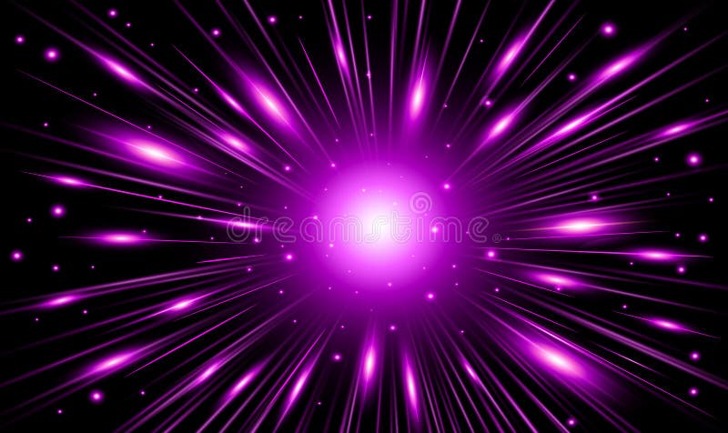 Purple Glowing Lines and Particles of Strong Energy, Magic in Black ...