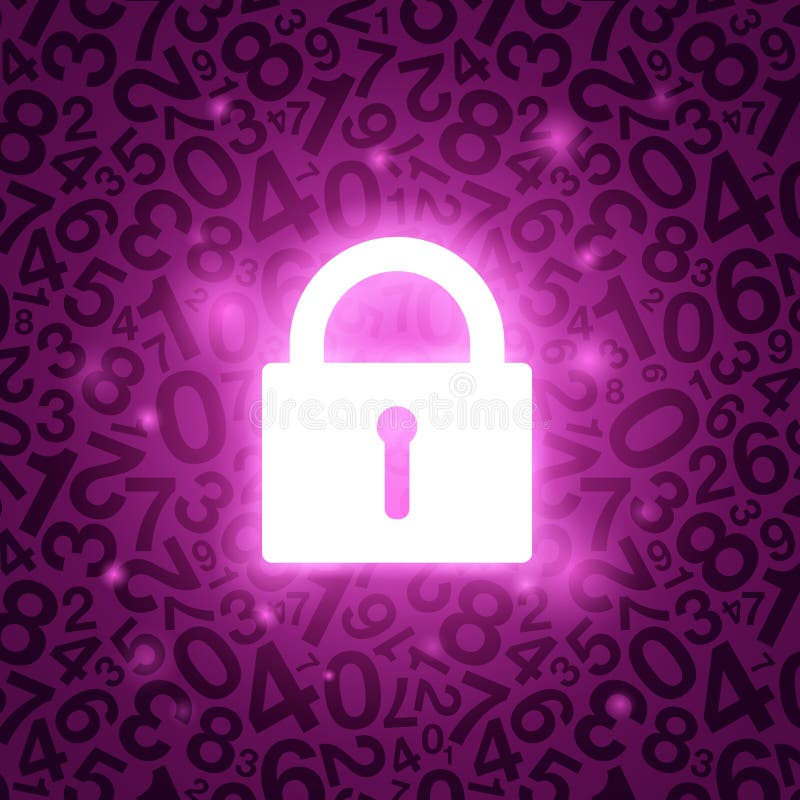 Purple glowing lock stock vector. Illustration of shiny - 103523629