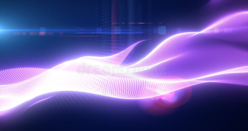 Purple Glowing Magic Waves from Energy Particles Abstract Stock ...