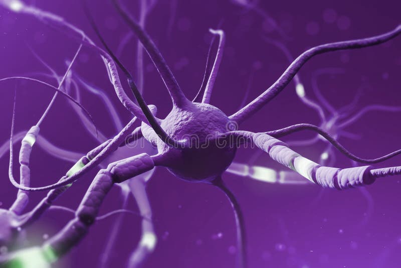 Purple Glowing Neurons Over Purple Background Stock Illustration ...