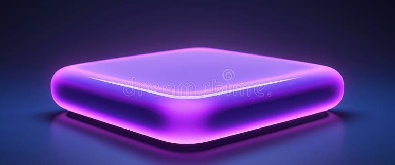 A Purple Glowing Rectangular Object with Smooth Rounded Corners. Stock ...