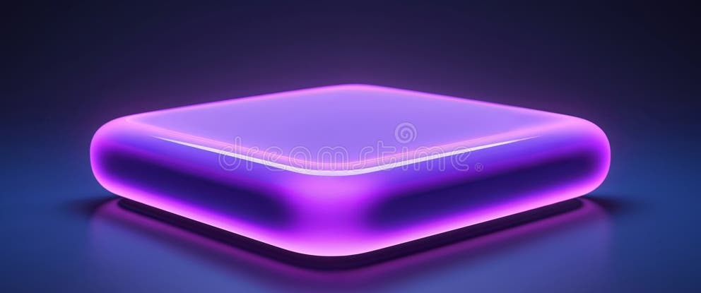 A Purple Glowing Rectangular Object with Smooth Rounded Corners. Stock ...