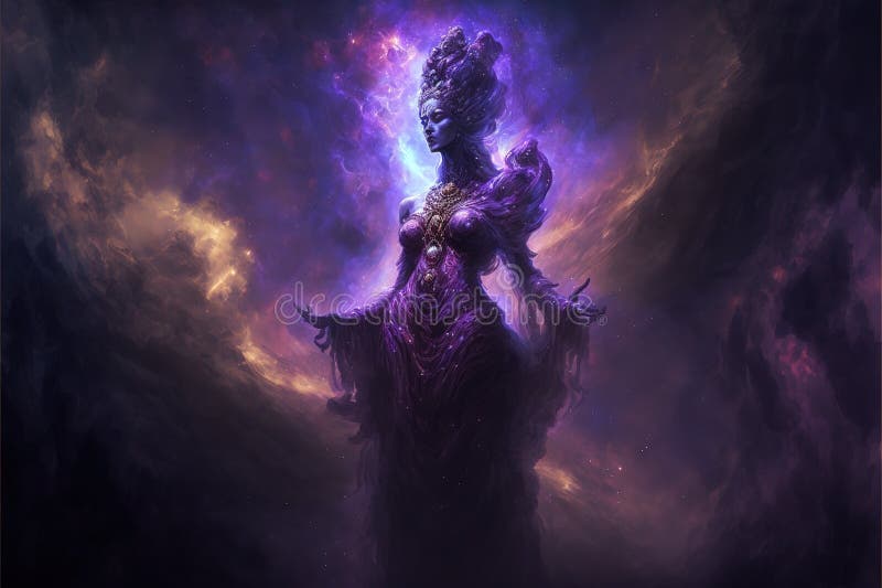 Purple Goddess Awakening Concept in Cosmical Abstract Art Stock Photo ...