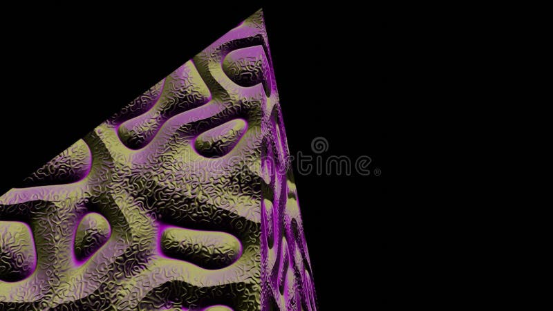 Purple Gold Abstract Pyramid or Triangle Rotate on Black Background ...