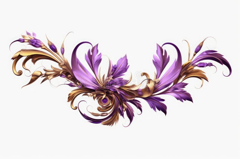 A Purple and Gold Border with Purple Flowers, Generative AI Stock ...